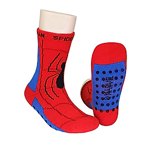 Marvel Super Hero Adventures Spider-Man Baby Toddler Boys 6 pack Socks with Grippers (5-7 yrs, Red/Blue)