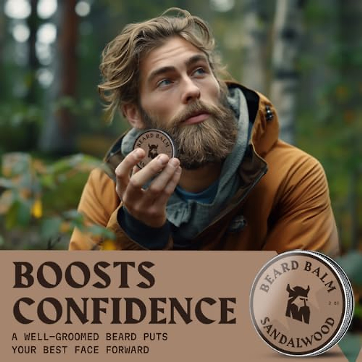 Striking Viking Beard Balm for Men - Leave-in Beard Conditioner & Styling Butter with Natural Argan & Jojoba Oils - Strengthens & Softens - Sandalwood, 2 Ounce (Pack of 1)