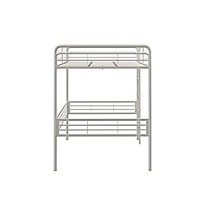 DHP Full Metal Loft Bed with Ladder Space-Saving Design, White