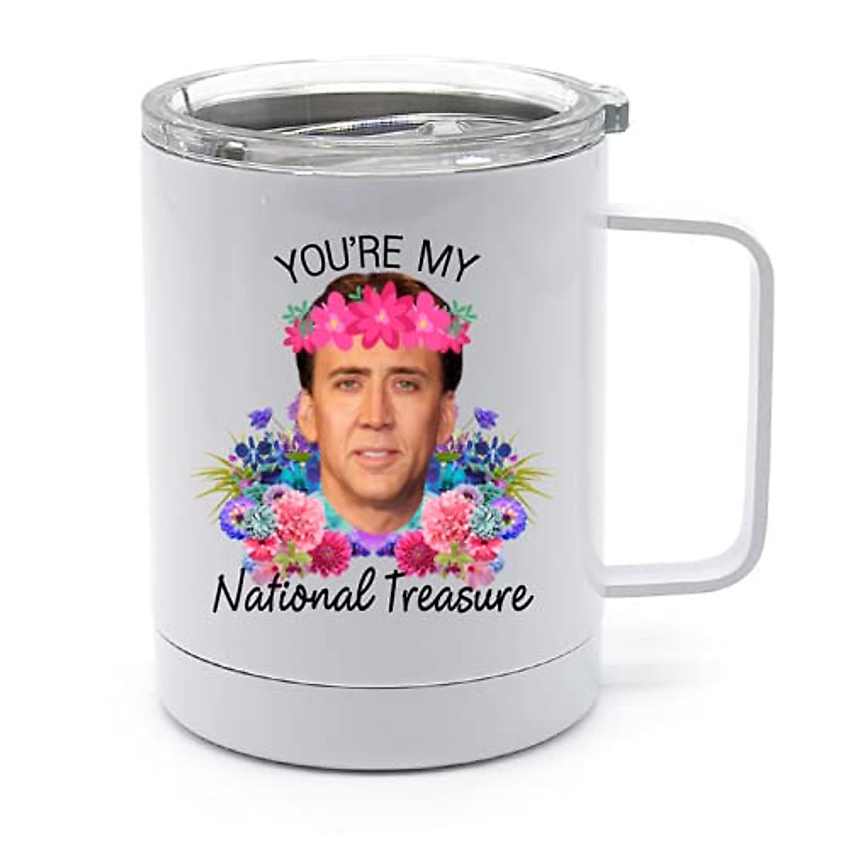 Nicolas Mug Stainless Steel Coffee Mug Nicolas Cage Themed You're My National Treasure Coffee Cup Travel Mug for Women Men Personalized Gift for Mom Dad 11 Ounce