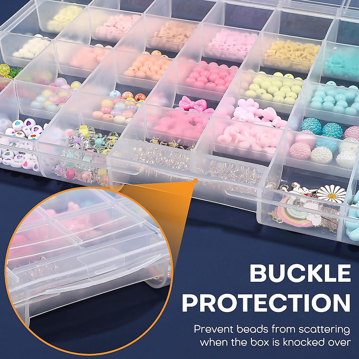 Udefineit 32 Grids Large Plastic Organizer Box with Fixed Dividers, Bead Storage Compartment Organizer Box for Jewelry/Nail/Screw/Small Parts, Clear Compartment Container Storage Case Tackle Box