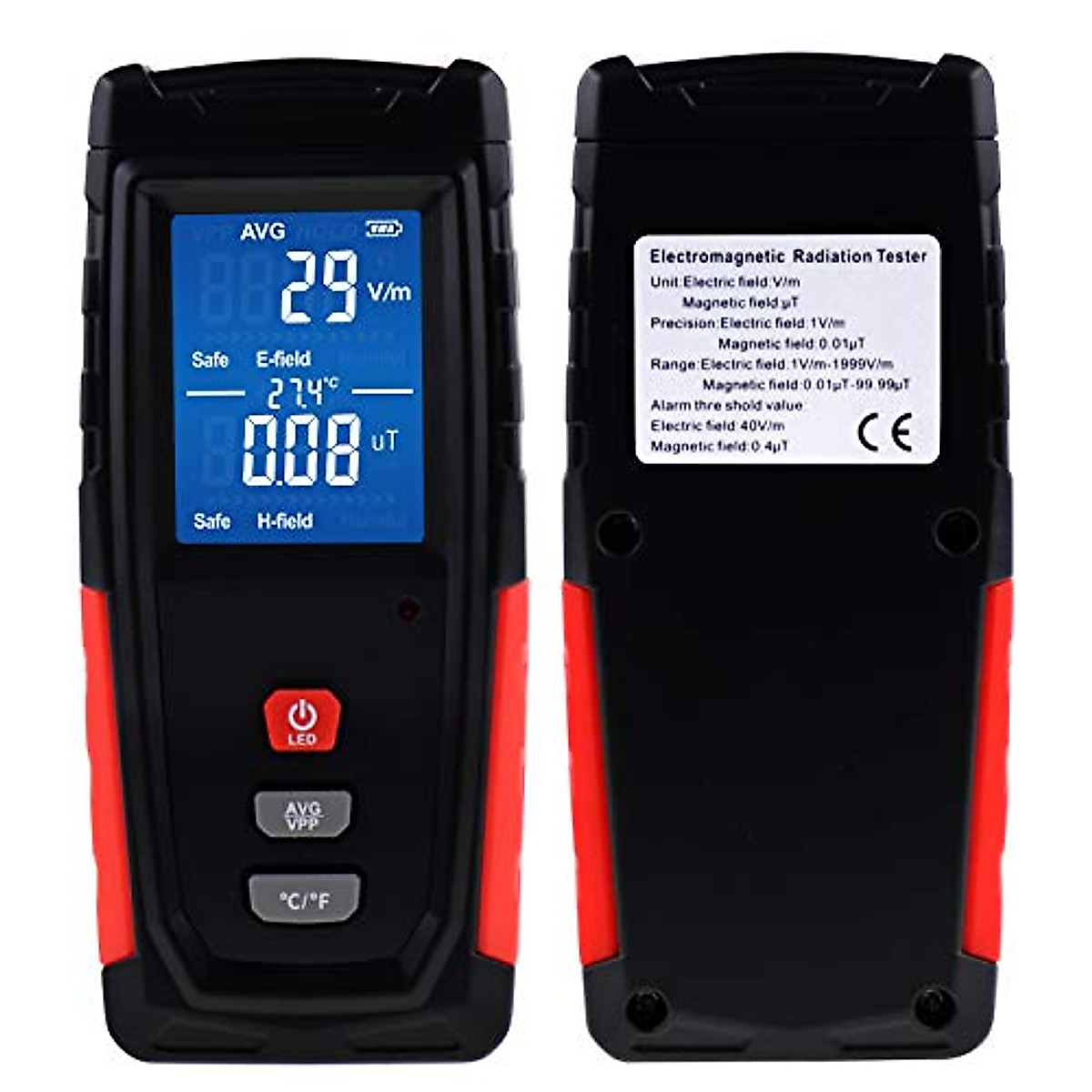 EMF Meter Digital Electromagnetic Field Radiation Detector with Sound Light Alarm Function, Rechargeable Handheld EMF Tester for Electric Magnetic Field Inspection, Home, Office and Ghost Hunting