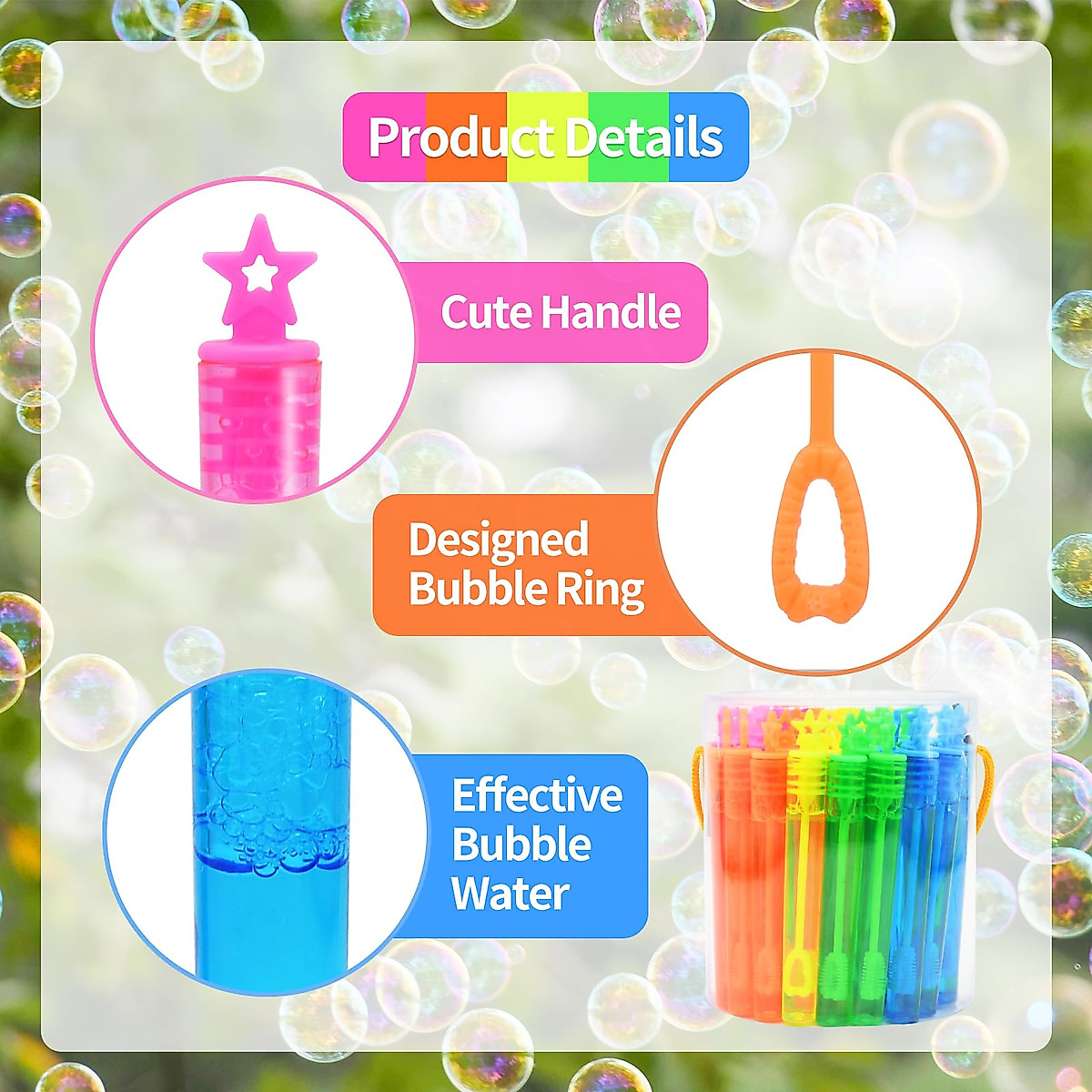 40 Pack Bubbles for Kids Party Favors - 5 Colors Mini Stars Bubble Wand Bulk with Bubbles Refill Solution Toys for Carnival Christmas Fiesta Easter Basket Goodie Bag Stuffers Birthday Gifts Supplies