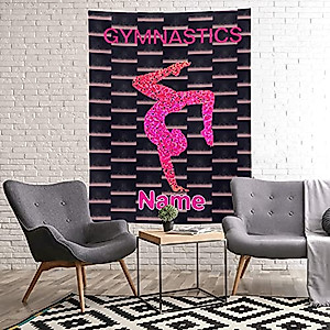 Custom Blanket Personalized Gymnastics Beautiful Soft Fleece Throw Blanket with Name for Gifts Sofa Bed 50 X 60 inches