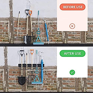 TORACK 64 Inch Garage Hooks Tool Organizer, Adjustable Wall Mounted Garage Hanger Storage System (16 Hooks & 16 Pegs)