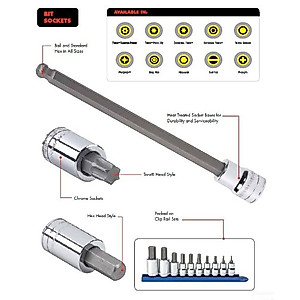 GEARWRENCH 8 Pc. 3/8" Drive Long Ball End Hex Bit Socket Set, Metric - 80573