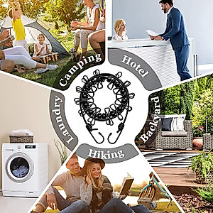 Vshinic Portablel Clothesline Retractable Clothesline,Clothesline Outdoor & Indoor Laundry Line Windproof Washing Line with Anti-Skid 12pcs Clothespins Black