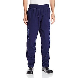 Chef Code Men's Traditional Baggy Chef Pant with Athletic Piping, Navy, Medium