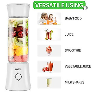 Yeaky Portable Blender, Mini Personal Blender with Detachable Base and USB Rechargeable, 16oz Juicer Cup for Shakes and Smoothie, Especially for Baby Food, Home Outdoor Office and Travel(white, 16oz)