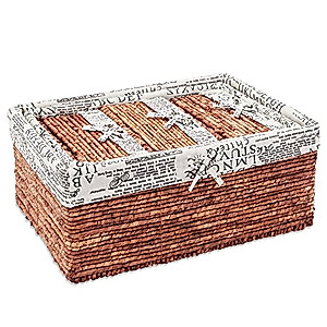 Set of 5 Brown Rectangle Woven Storage Nesting Baskets for Closet Organization, Bathroom Shelves, Pantry, Vanity, Bathroom, Laundry, Dresser, Bookshelf Organizing, Small (3 Sizes)