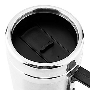 aqxreight - 350ML+150ML 12V Stainless Steel Car Heated Coffee Mug Coffee Cup Warmer Heated Mug Travel Cup