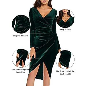 HUHOT Fall Wedding Guest Dresses for Women Velvet Wedding Guest Fall Cocktail Party Winter Fall Wedding Guest Dresses 2023 Wine Red