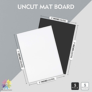 Mat Board Center, Pack of 10 5x7 Uncut Matte Boards, White and Black Backing Mat Boards for Prints, Frames, Photos, Crafts