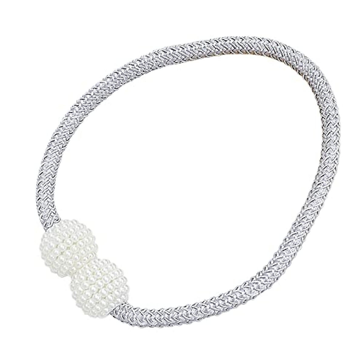 Yuehuam 8 Pack Strong Magnetic Curtain Tiebacks Pearl Ball Elegant Decorative Tie Backs Curtain Holders Modern Rope Tiebacks for Drapes Window Curtain Holdbacks for Draperies