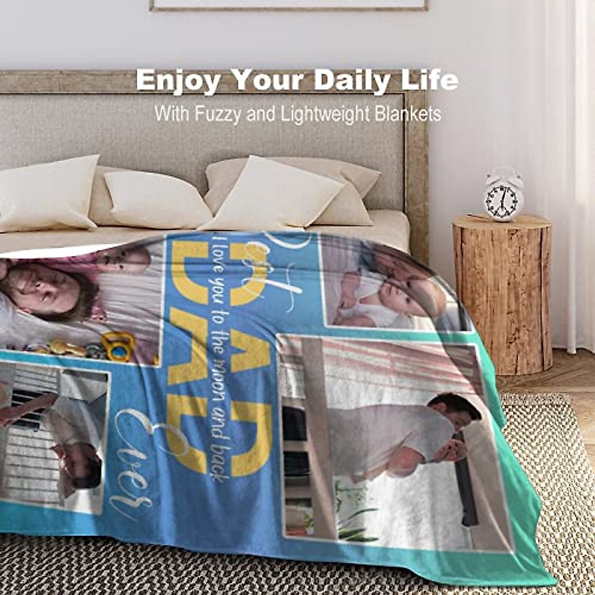 Personalized Best Dad Ever Gifts from Daughter Son, Custom Soft Throw Blankets Using My Own Photo, Customized Gifts for Dad Grandpa Husband Papa, Picture Blankets for Fathers Day Birthday, Made in USA