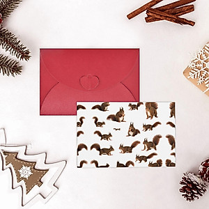 MQGMZ Cute Squirrels Print Holiday Greeting Cards Blank Note Cards With Envelopes For All Occasions Birthdays