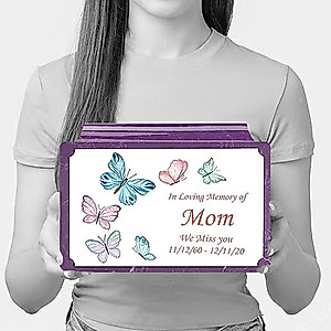 GetUrns – Legacy Cultured Marble Urn by Mackenzie, Adult Size Cremation Urns, Custom UV Printed Burial Urn for Ashes, 210 Cubic Inch Cemetery Urns for Ashes, Butterfly, Amethyst