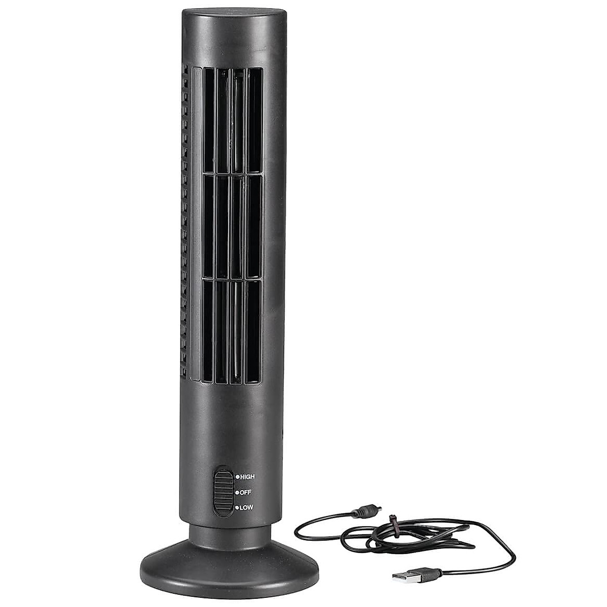 Fox Valley Traders Mini Tower Fan, USB-Powered, 2 Speeds, Measures 4 1/8” Wide x 13” High