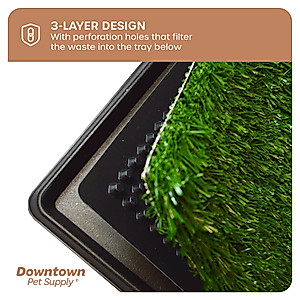 Downtown Pet Supply Dog Grass Pad with Tray, 20 x 30 - Outdoor and Indoor Potty System for Dogs with Replaceable Synthetic Grass Pee Turf - Portable and Waterproof Turf Dog Potty