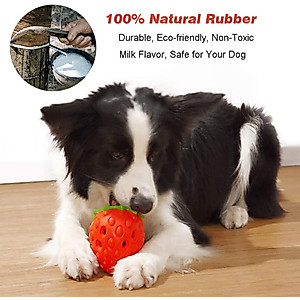 Lumkou Strawberry Dog Toys, Dog Chew Toy for Training and Cleaning, Durable Rubber Dog Toys for Aggressive Chewer, Interactive Tough Teething Toys for Puppy Medium Large Dogs