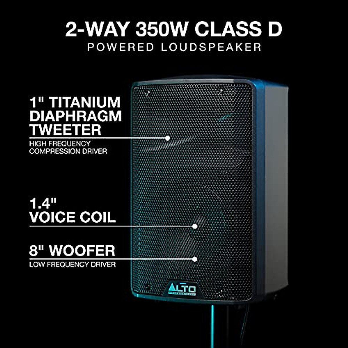 Alto Professional TX308 – 350W Powered DJ Speakers, PA System with 8" Woofer for Mobile DJ and Musicians, Small Venues, Ceremonies and Sports Events