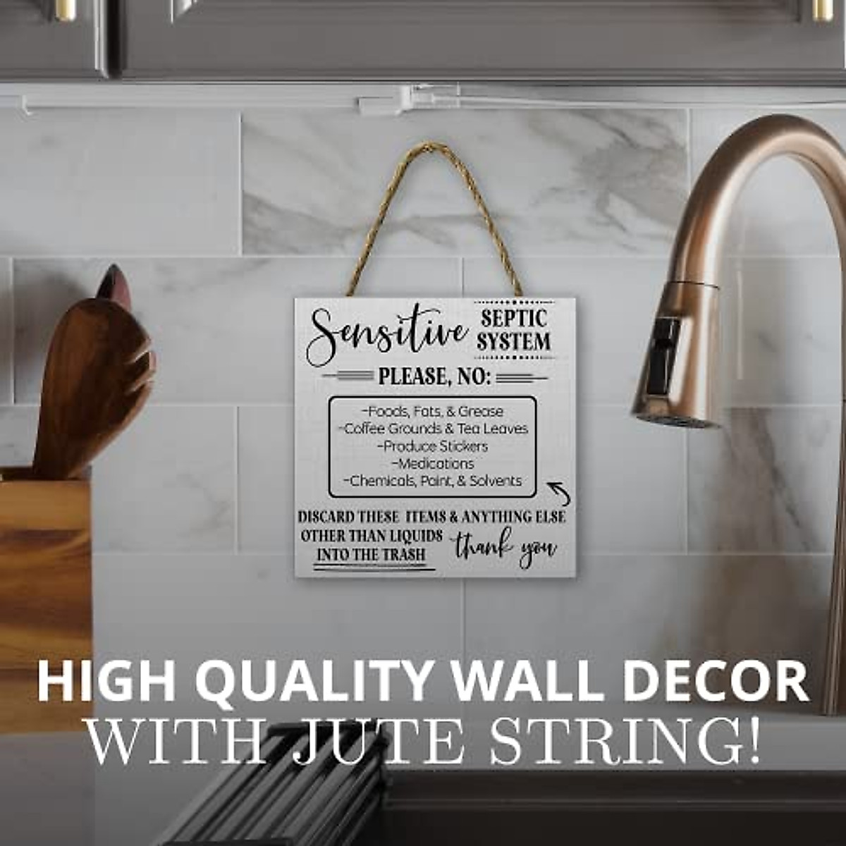 Sensitive Septic System Sign Great for Kitchen Sink Rental House Garage Cafe Bar Decor Sign Modern Farmhouse Decor Cute Wall Art Gift for Men and Women