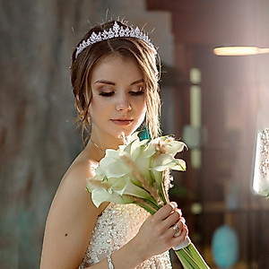 Aoligrace 5A Cubic Zirconia Small Wedding Crowns for Women Princess Girls Tiara Sweet 16 Sparkly CZ Birthday Party Headpieces