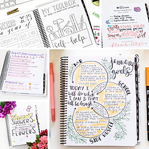 bloom daily planners Undated Dot Journaling Calendar Planner - Essential Weekly/Monthly Grid Style Agenda Book (7" x 9") - V2