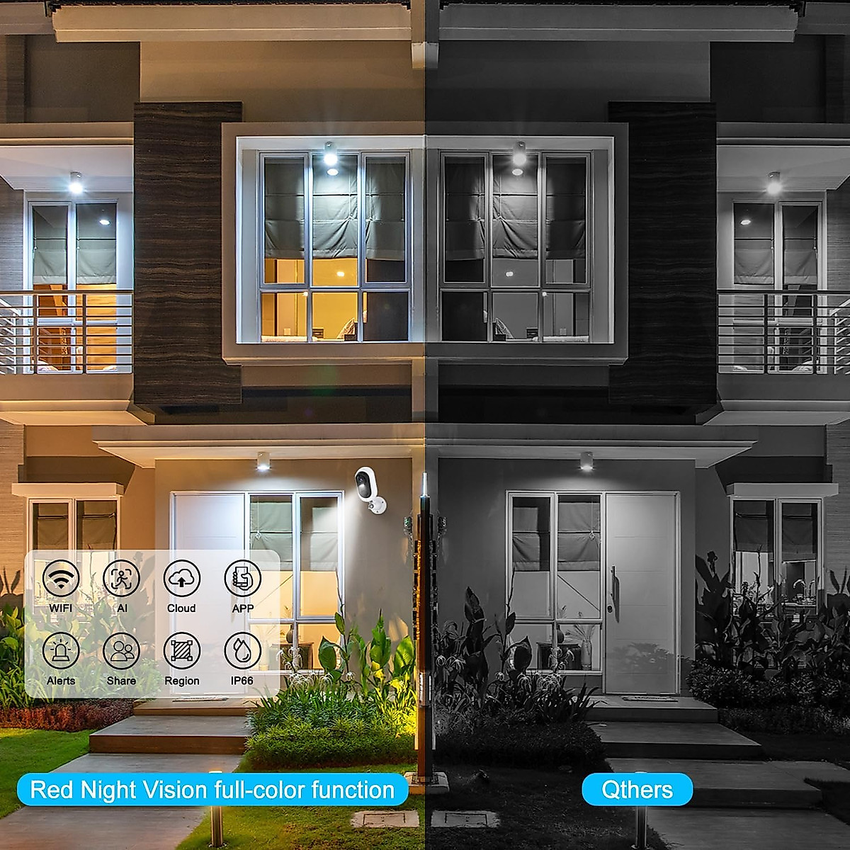 Heyall Cameras for Home Security: Battery Powered Outdoor Camera Wireless WiFi Home Surveillance with Spotlight & Siren Alarm 1080P Color Night Vision AI Motion Detection Sensor 2-Way Talk Cloud/SD