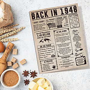 Qiliji Big 76th Birthday Card for Men Women, Happy 76th Birthday Card for Mom Dad Grandpa Grandma, 76 Years Old Birthday Gift for Family Member, Back in 1948 Birthday Card