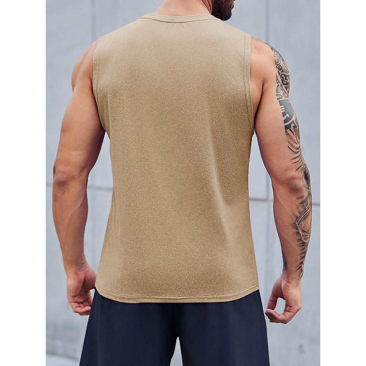 ZIWOCH Men's Sleeveless Tank Tops Crewneck Solid Loose Fit Shirt Khaki