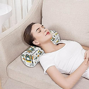 Vnurnrn Transportation Cartoon Neck Support Pillow Round Neck Roll Bolster Cylinder Pillow Cervical Pillows Leg Pillow for Leg Knee Back Head Support for Work Men Women Bed