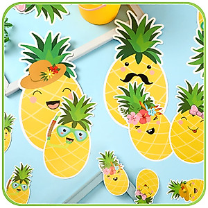 Yexiya 200 Pcs Pineapples Cutout Tropical Punch Paper Cut Outs Yellow Pineapples Shaped Paper Cut Outs Decoration for Preschool Classroom Bulletin Boards Walls Desks Window Door Party