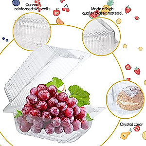 Jizvxe 200 Pcs Clear Plastic Take out Containers,Disposable Fancy Hinged Top Square Clamshell Food Boxes,Cake Slice Containers Clamshell Takeout Tray with Clear Lids,5.3x4.7x2.8 Inch