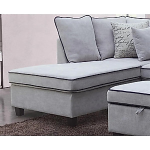 FANCUF Light Gray Fabric Sectional Sofa with Left-Facing Chaise and Storage Ottoman