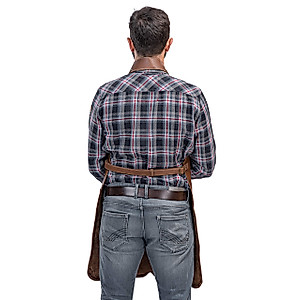 Premium Leather Apron - Full Leather handcrafted BBQ, Working, Barber Apron - One-Cut Style, adjustable Chef`s apron Henry