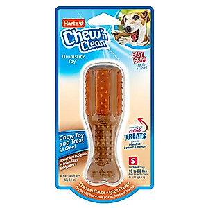 Hartz Chew ‘n Clean Chew Toy and Treat in One Chicken Flavored Drumstick Dog Toy, Small