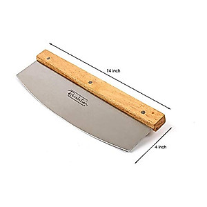 Premium Pizza Cutter Rocker With Wooden Handle & Safe Guard by Revolution Product Sharp Stainless Steel Blade Pizza Slicer Wheel Big Pizza Knife Cutters I Chop and Slices Dough Cake Oven Accessories I
