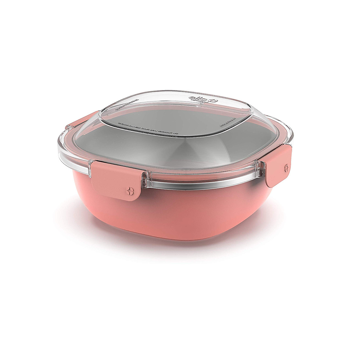 Ello Stainless Steel Lunch Bowl Food Storage Container with Leak-Proof Lid, 6.5 Cup, Peach