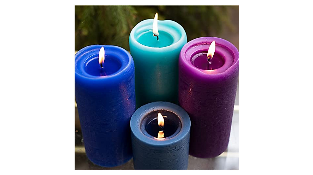 CANDWAX Dark Blue Pillar Candles Set - Elegant Long-Burning Decor