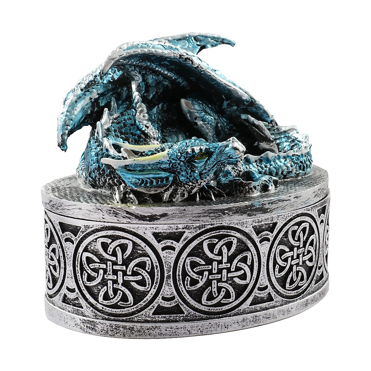 DDFE Unique New Dragon Pattern DND Dice Gift Storage Box,Great DND Gifts Giftware Box,Dungeons and Dragons RPG MTG Table Games D&D Pathfinder Shadowrun,DND Accessories Essentials Kit(Blue)