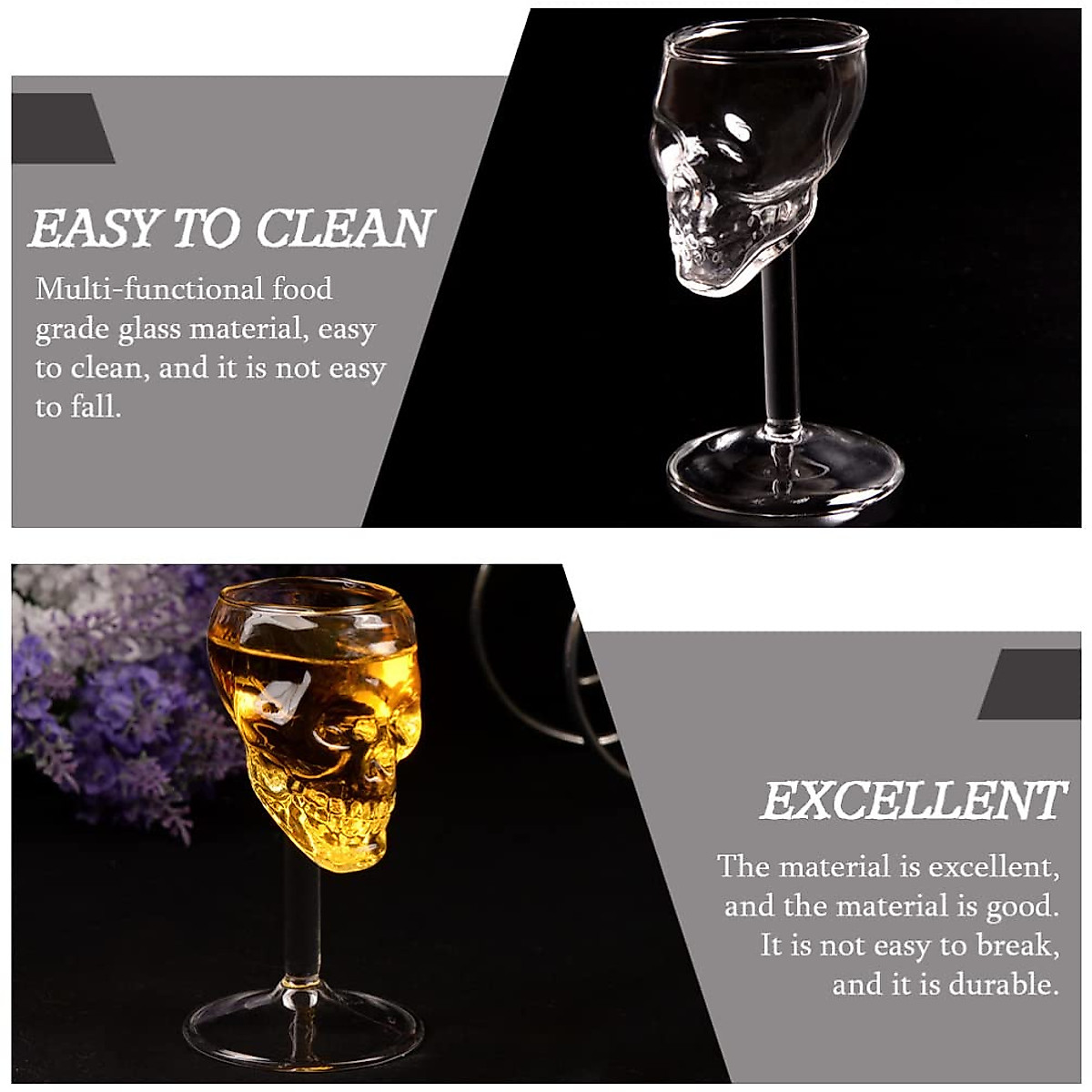Halloween Skeleton Wine Glasses Set of 4, Funny Halloween Skull Glasses Goblets Clear Skeleton Glassware for Spooky Wine, Water or , Halloween Decorations Beverage Gifts