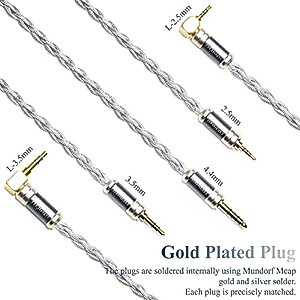 MMCX Cable IER 6N Single Crystal Silver MMCX Cable 3.5mm Braid Earphone Cable for SE846 SE535 SE215 FX850 ATLAS XBA-A3 FX1200 UE900S F9 FA1FA7 MKII DK4001 IT00 Replacement Cable (3.5mm Plug)