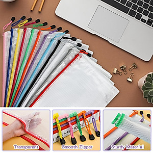 Umriox Small Zipper Pouch, 9.5x7.1 in (12 Colors, 36 Packs), Mesh Bags with Zipper, Storage Bags, Zipper Bags for Office Supplies Travel Storage