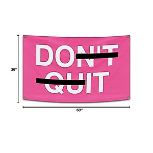 Don't Quit Flag Motivational Fitness Gym Pink Flag Banner for Lady Banner 3×5FT Pub Club College Dorm Room Wall Bedroom Living Room Decoration with 4 Brass Grommets