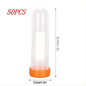 zoomto 50mL Centrifuge Tubes,50PCS Round Tubes Sterile,Leak-Proof Screw Caps(Orange), Plastic Container with Graduated and Write Marks, Non-pyrogenic, DNase/RNase Free, Human DNA-Free (Bag Pack)