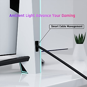 KTC Computer Monitor Stand for Desk, White Monitor Stand, with RGB Light, -5° ~ +20° Tilt Adjustable, 100×100mm Vesa Support G42P5 OLED Gaming Monitor, Computer Monitor Accessories