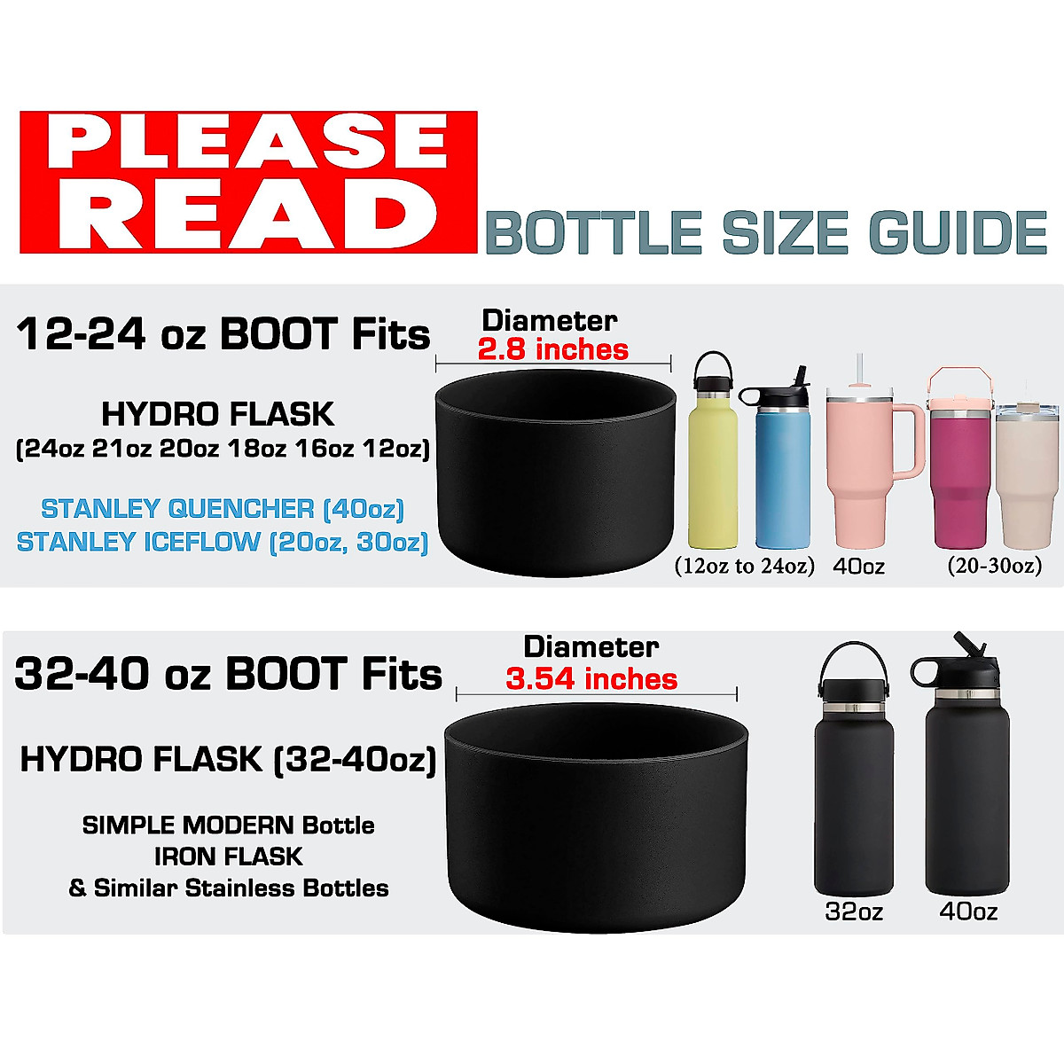 One MissionX Protective Boot Sleeve for Hydro Flask - Stanley Quencher & IceFlow Tumbler - Also for Similar Bottles, BPA Free Silicone (Fits Hydro 12-24oz/Stanley 40oz Quencher, White Clear)