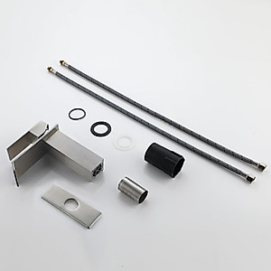 Poumao Waterfall Bathroom Faucet Bathroom Sink Faucet Brushed Nickel Single Handle Vanity Lavatory Faucets with Deck Plate for 1 or 3 Holes