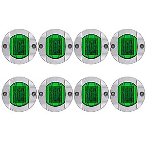 ikasus Round Trailer LED Marker Clearance Tail Lights,12V/24V Waterproof Led Trailer Light,Green 6 LED Stop Turn Tail License Brake Running Light Lamp for Trailers Boat Trailer Truck Marine Camper RV